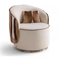 China Stainless Steel Leather Swivelling Sofa Chair For Hotel Rooms for sale