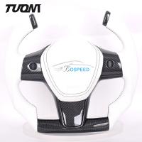 China Suede Tesla Sports Racing Model 3 Steering Wheel Twill Glossy White Leather for sale