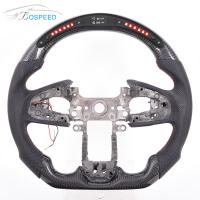 China Honda Led Red Stripe Forged Carbon Steering Wheel Black Leather Perforated for sale
