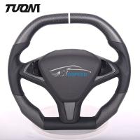 China Matte Tesla Model S/X Carbon Fiber Leather Steering Wheel Flat Top Flat Bottom for sale