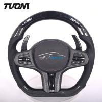 China G20 G38 G28 G30 BMW Carbon Fiber Car Steering Wheel Black Perforated Leather LED for sale