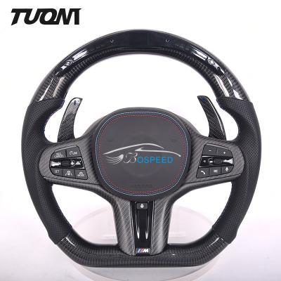 China G20 G38 G28 G30 BMW Carbon Fiber Car Steering Wheel Black Perforated Leather LED for sale