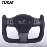 China Matte Carbon Fiber Smooth Leather Steering Wheel Tesla Model 3 Y X S for sale