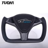China Matte Carbon Fiber Leather Yoke Steering Wheel For Tesla Model 3 Y X S Custom for sale