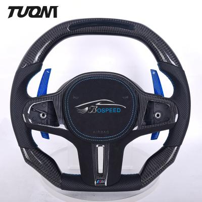 China 100% Real Black Perforated Leather BMW G20 G28 G30 Carbon Fiber Steering Wheel for sale