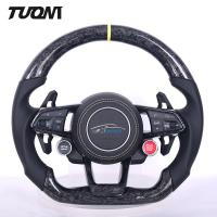 China Forged Carbon Fiber Steering Wheel Black Leather Audi A3 A4 A5 A6 RS3 R8 TT for sale