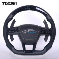 China Matte Carbon Fiber Leather Audi RS6 C8 Steering Wheel With LED Display for sale
