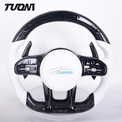 China 350mm Forged Carbon Fiber Leather Wheel Control Device For Mercedes Benz 809 for sale