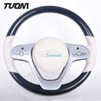 China Round Mercedes Benz Steering Wheel Carbon Fiber Leather Soft Grip for sale