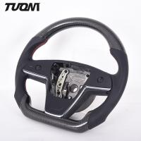 China Car Flat Bottom Leather Tesla Carbon Fiber Steering Wheel Model Y Yoke for sale