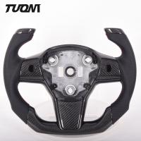 China LED Display Racing Tesla Carbon Fiber Steering Wheel Model X Custom Logo for sale