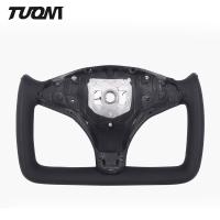 China LED Sprots Car Real Black OEM Steering Wheel Tesla Model 3 Y X S Yoke for sale