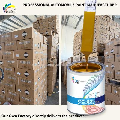 China 2K Mud Yellow Acrylic Car Refinish Topcoat Paint with Spray Application Liquid Coating Car Paint for Auto Repair & Renovation for sale