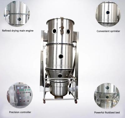China Fluid Bed Granulating Drier with 4-750kg Capacity and 120°C Temperature Range for Tablet Production for sale
