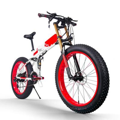 China 26 Inch Folding Fat Tire Mountain Ebike Huge Tires Full Suspension 350w 48v for sale