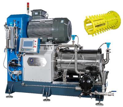China 100L Horizontal Nano Bead Mill with PU Rotor for Water-Based Products - 110Kw Motor, 200L/h Capacity for sale