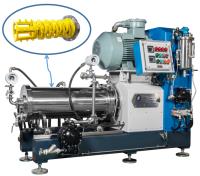 China LTD100P 100L Horizontal Bead Mill with PU Discs for Water-Based Products - 55Kw Motor, 200-2100L/h Capacity for sale