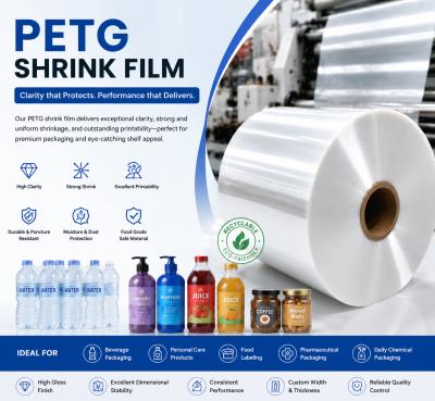 China Protective PETG Shrink Film Designed for Industrial Packaging Applications Requiring Clear Visibility and Strength for sale