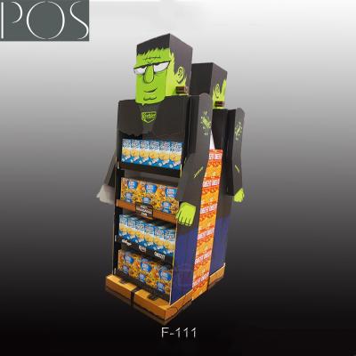 China creative eye-catching POP display tower double sides floor display shelf rack for sale
