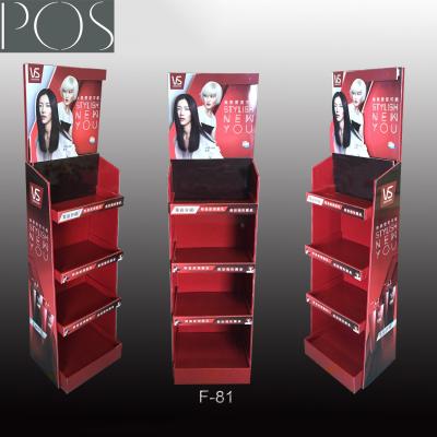 China POP daily necessities corrugated floor display rack for shampoo for sale