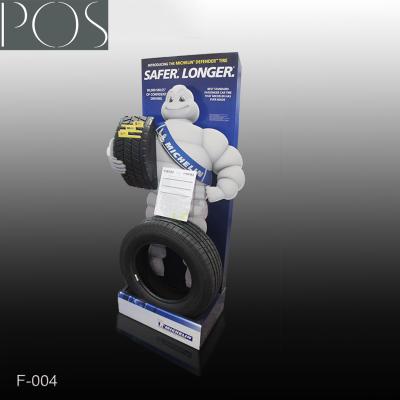 China store currugated display stands for show tyre in the exhibition for sale