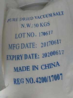 China Evaporated Pure Dried Vacuum Salt 99% NaCl 25kg Food Grade for Production for sale