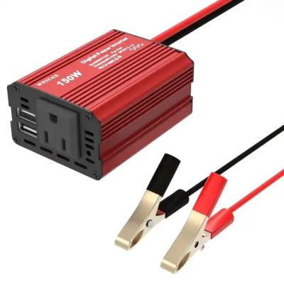 China Red Color 150W Car Power Inverter 12V Dc Car Inverter Dc To Ac Power Inverter For Car Battery 150W Pure Sine Wave for sale