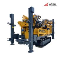 China Small auxiliary winch lifting force 1.5T Crawler Water Well Drilling Rig with Uphill Angle 21 Degrees and Max Rotary Speed 75 150r min for sale
