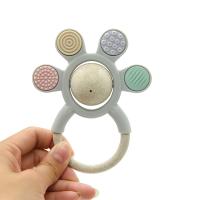 China Organic BPA Free OEM 10.5cm Silicone Teething Rattle for sale
