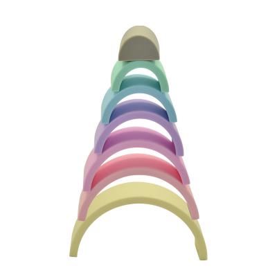 China Rainbow Arch Shape BPA Free Pantone Color Baby Stacking Toy for sale