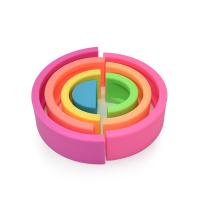 China Rainbow Alike 14cm Arch Baby Stacking Toy BPA Free Silicone Blocks for sale