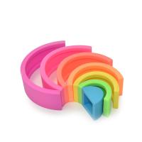China Rainbow Alike 14cm Arch Baby Stacking Toy BPA Free Silicone Blocks for sale