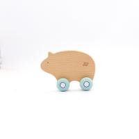 China BPA Free Imported Beech Wooden Silicone Teether Customized Colors for sale