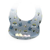 China Dinosaur Print Foldable LFGB Washable Baby Bibs Super Easy Clean for sale
