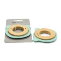 China Mint Green EN71 FDA Approved Wood And Silicone Teether Bear Shape for sale