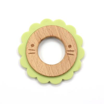 China Organic Natural Beech FDA Standard Wooden Silicone Teether for sale