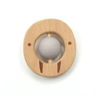 China Movable Rattle Ball Walrus Shape Wooden Silicone Teether Safe For Baby for sale