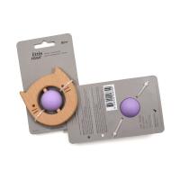 China Portable 8cm Wooden Silicone Teether Rattle Rotation Ball Kitty Shape for sale