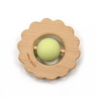 China Lion Shaped Rattle Rotate Wheel ASTM Wooden Silicone Teether for sale