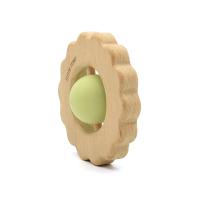 China Lion Shaped Rattle Rotate Wheel ASTM Wooden Silicone Teether for sale