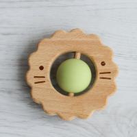 China Lion Shaped Rattle Rotate Wheel ASTM Wooden Silicone Teether for sale
