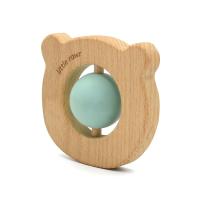China Non Toxic Bear Shaped Movable Ball Silicone Teether Safe For Baby for sale
