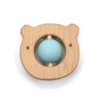 China Non Toxic Bear Shaped Movable Ball Silicone Teether Safe For Baby for sale