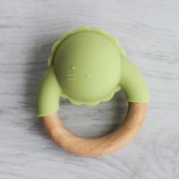 China Organic Beech Wooden Silicone Teether LFGB Standard Baby Rattle Ring for sale