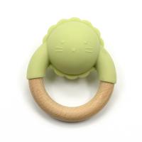 China Organic Beech Wooden Silicone Teether LFGB Standard Baby Rattle Ring for sale