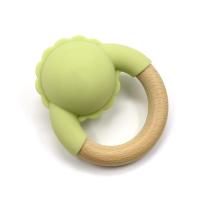 China Organic Beech Wooden Silicone Teether LFGB Standard Baby Rattle Ring for sale