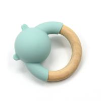 China Beech Wood Baby Rattle Ring LFGB Silicone Soft Chew Toys For Babies for sale