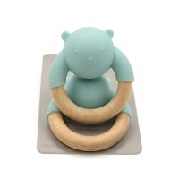 China Beech Wood Baby Rattle Ring LFGB Silicone Soft Chew Toys For Babies for sale