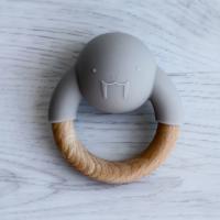 China Organic FSC Certified Beech Wooden Silicone Teether Walrus Shape for sale
