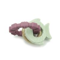 China Non Toxic Food Grade OEM Unisex Silicone Wood Teether EU Style Fish Shape for sale
